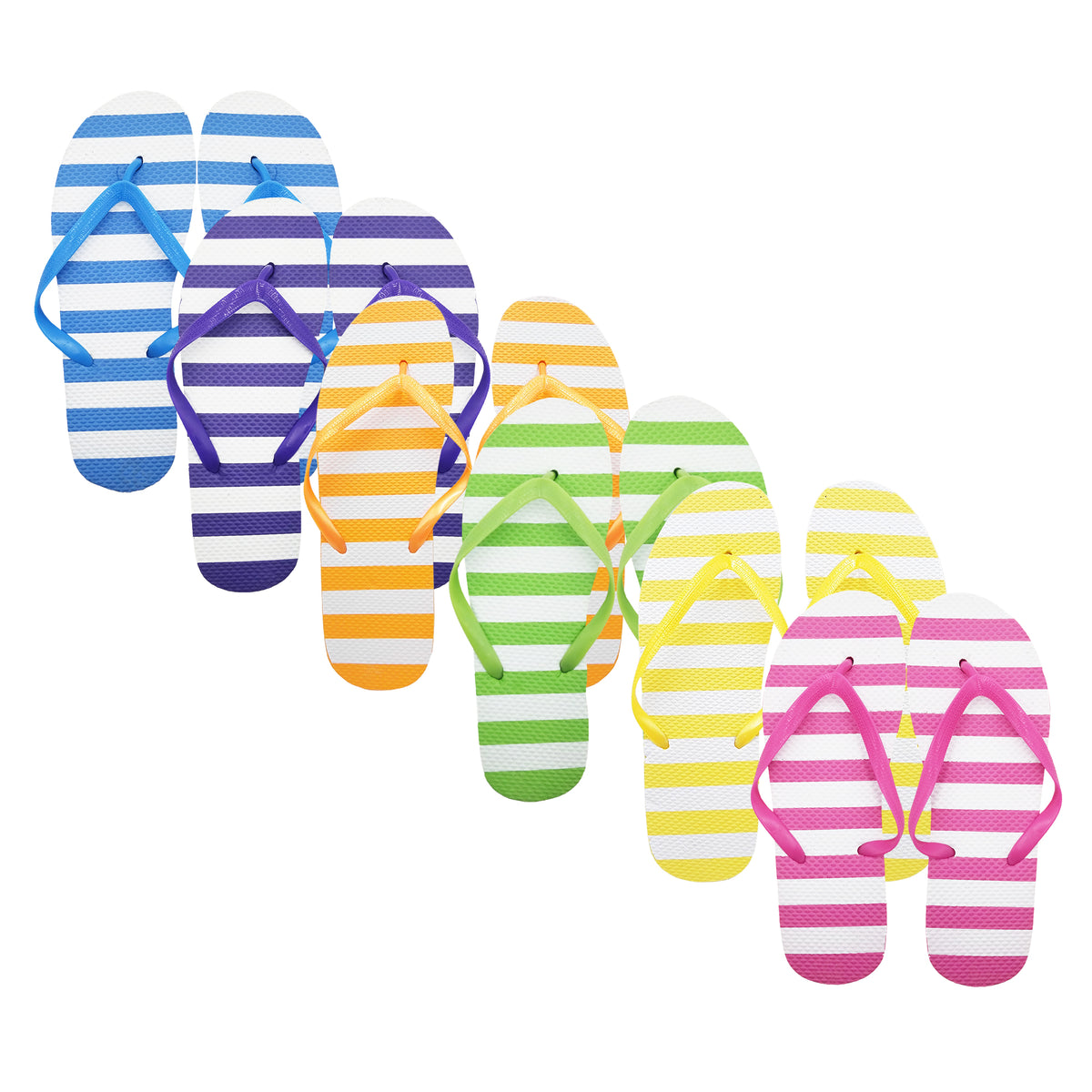 FlipFlopsBulk | Discount Wholesale Flip Flops | Colorful Striped (Case ...